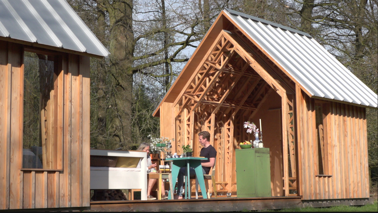 Mechanical lean cottage morphs sliding skin with use/seasons ...