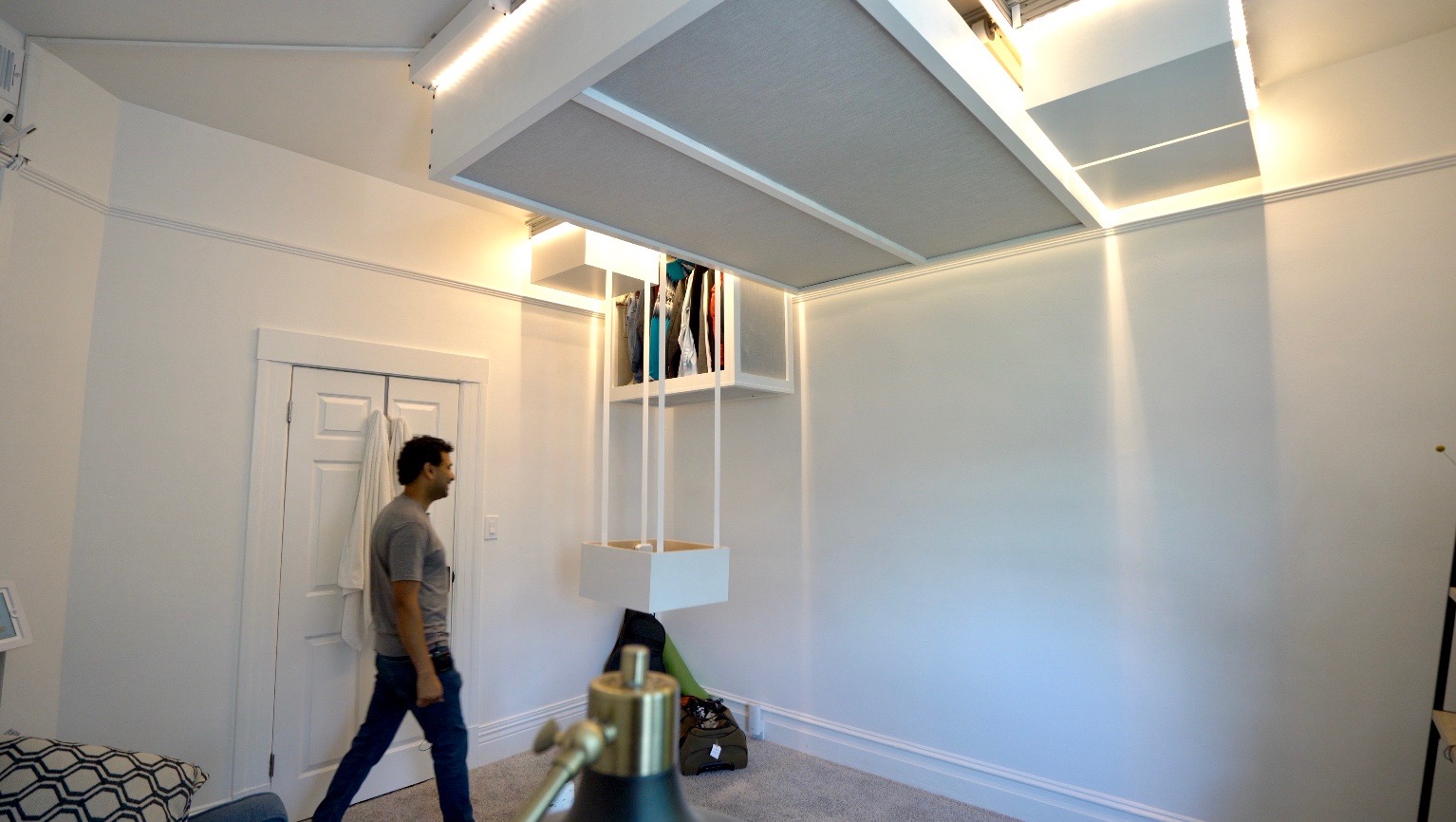 Transformer furniture hidden on ceiling deploys by command – *faircompanies